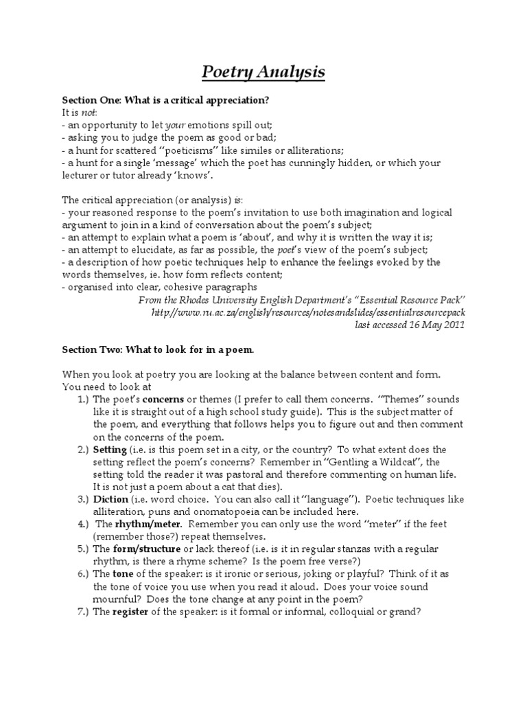 Poetry Analysis | PDF | Poetry