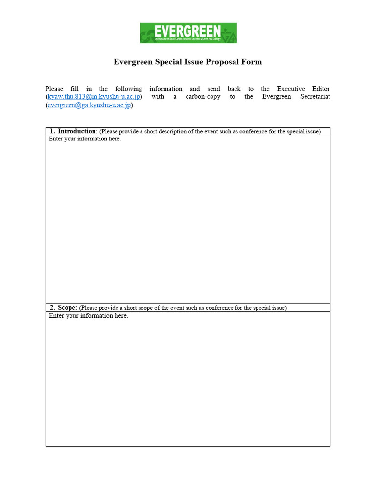 Evergreen Special Issue Proposal Form | PDF