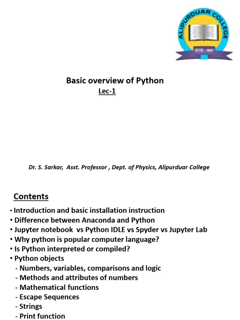 Python Lecture 1 Pdf