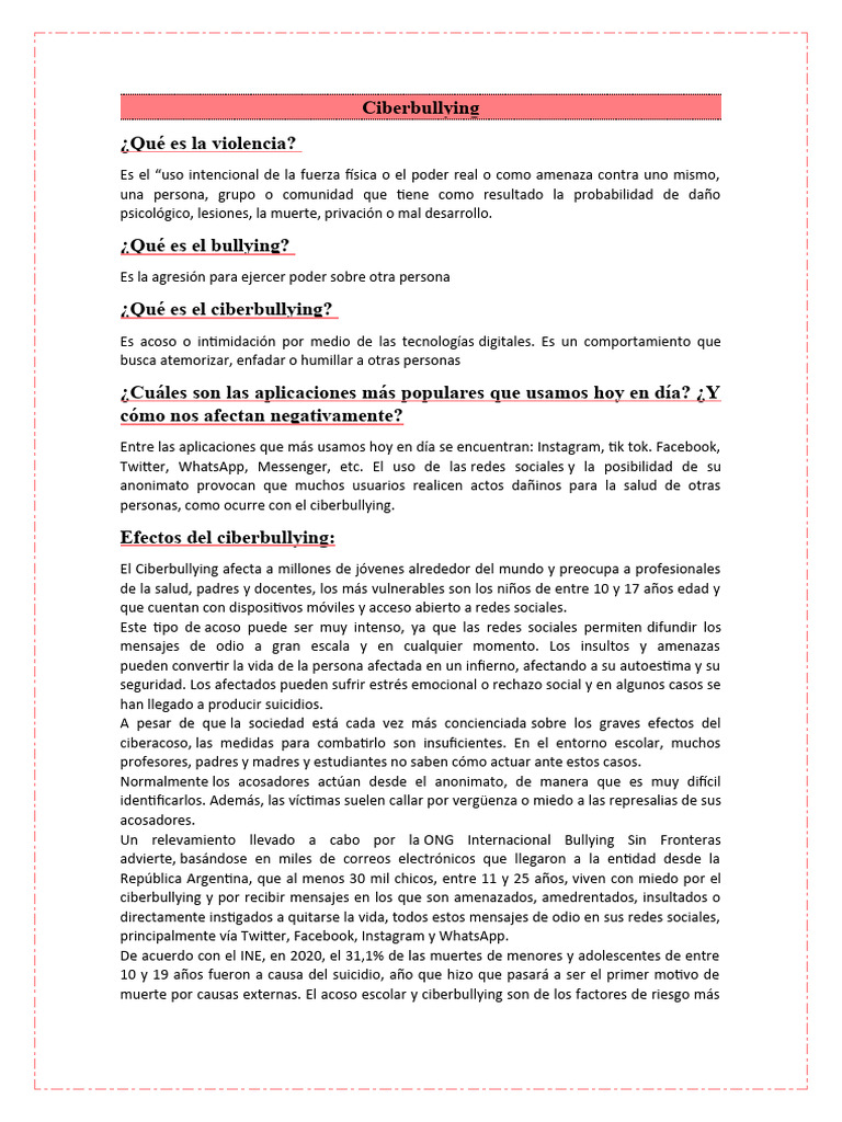 Ciberbullying | PDF | Acoso cibernético