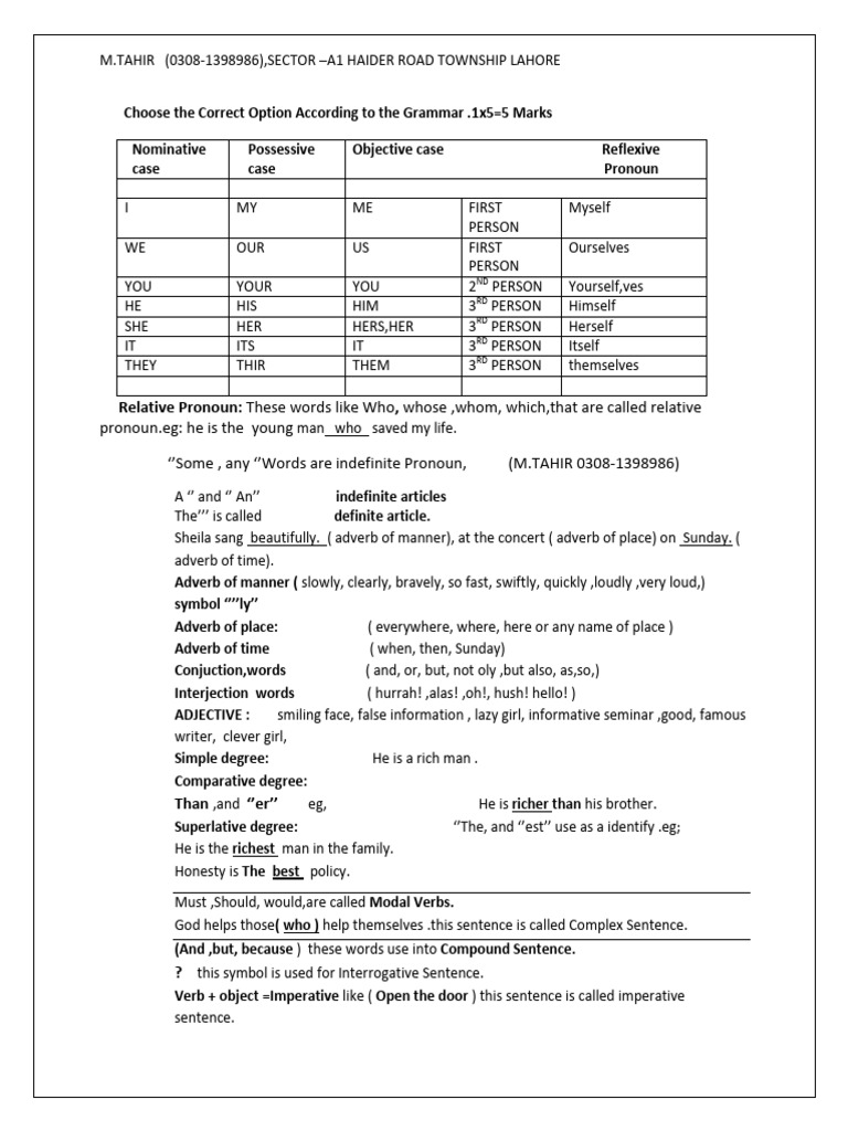 Grammar | PDF | Verb | Adverb