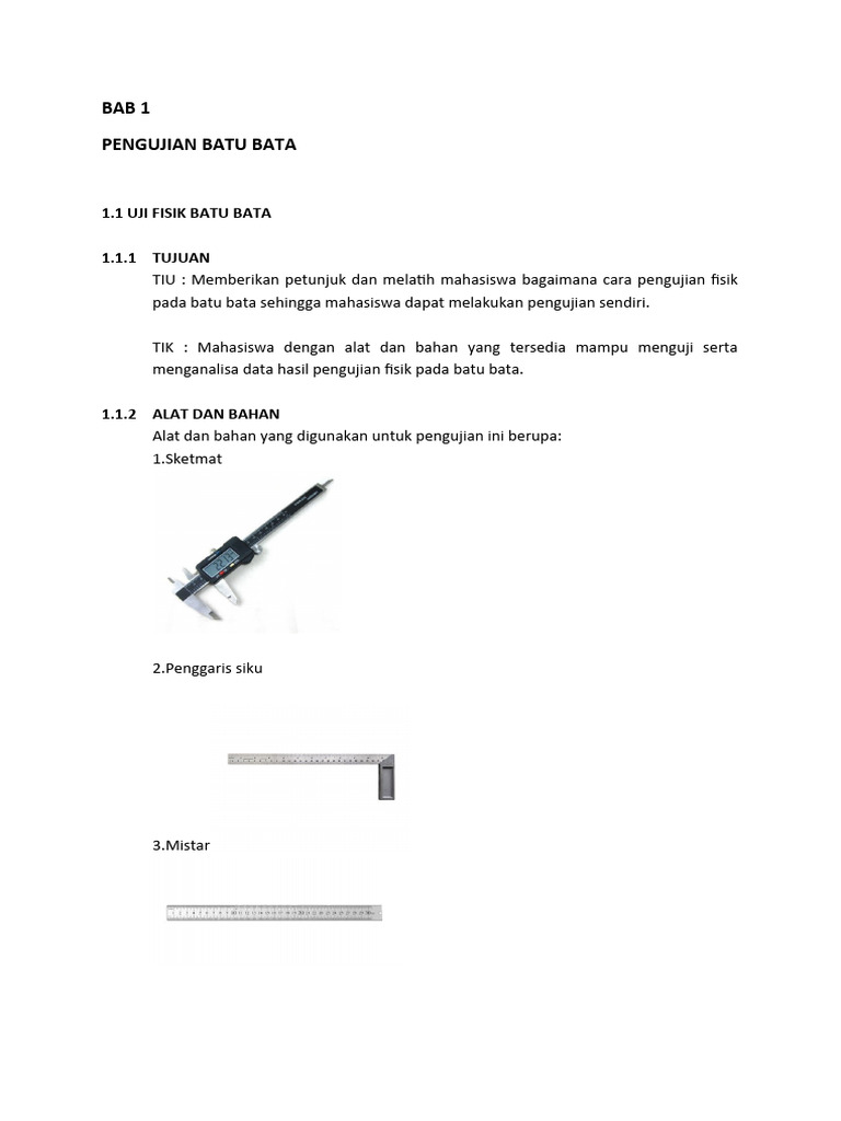 Uji Fisik dan Kualitas Batu Bata | PDF | Metode & Bahan Ajar | Sains ...
