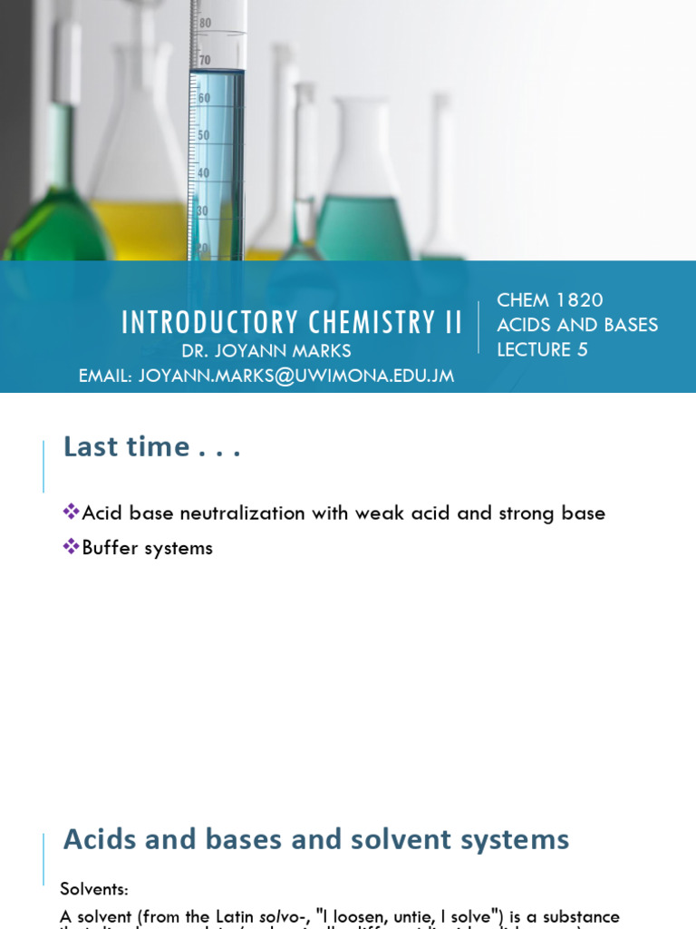 Introductory Chemistry II Acids and Bases Lecture 5 | PDF | Acid | Solvent Introductory Chemistry II Acids and Bases Lecture 5 | PDF | Acid | Solvent