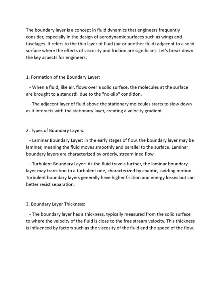 The boundary layer is a concept in fluid dynamics that engineers frequently consider | PDF ...