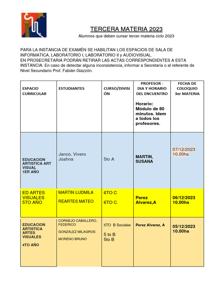 Tercera Materia 2023 Definitivo | PDF