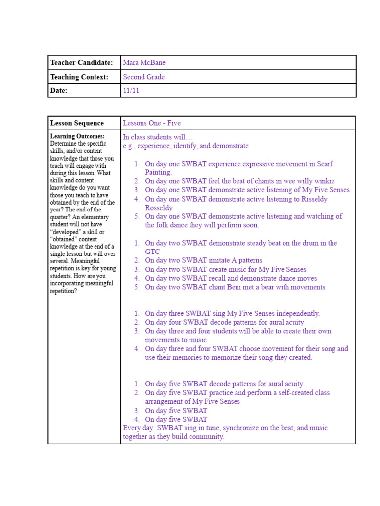 2nd 3rd Grade Lesson Plan | PDF | Dances | Recorder (Musical Instrument)