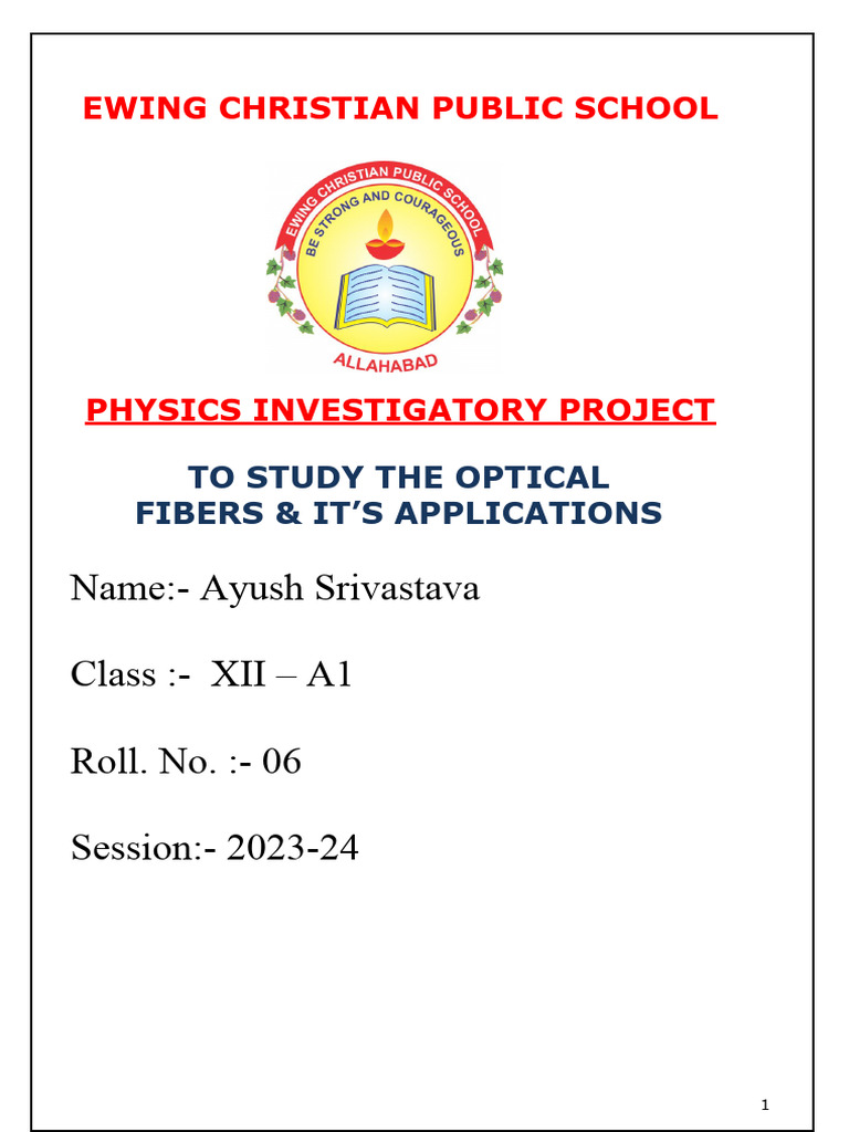 Final Physics Project | PDF | Optical Fiber | Transmission Medium