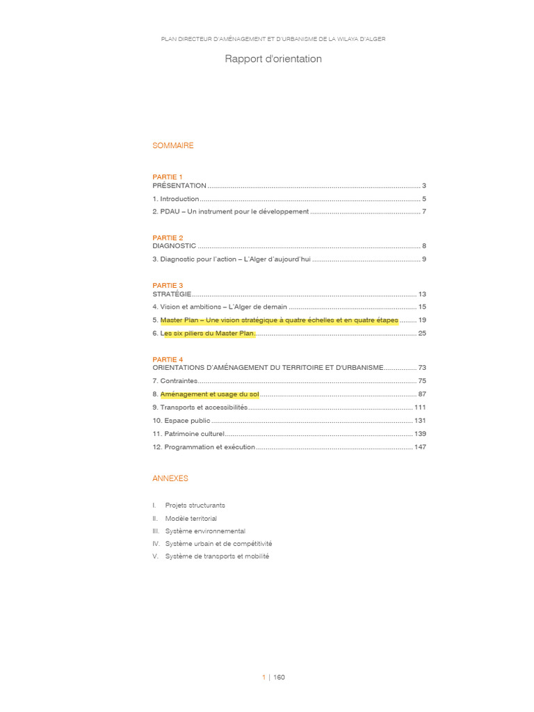 PDAU d'Alger : Vision et Stratégies 2035 | PDF | Développement durable ...