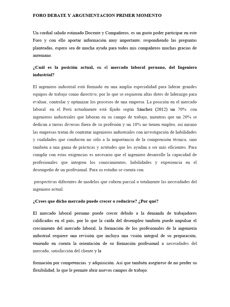 Foro de Ingenieria Industrial | PDF