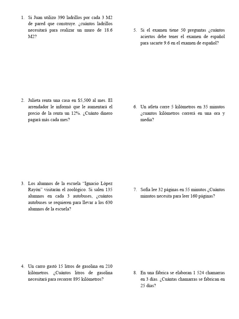 problemas regla de 3 | PDF