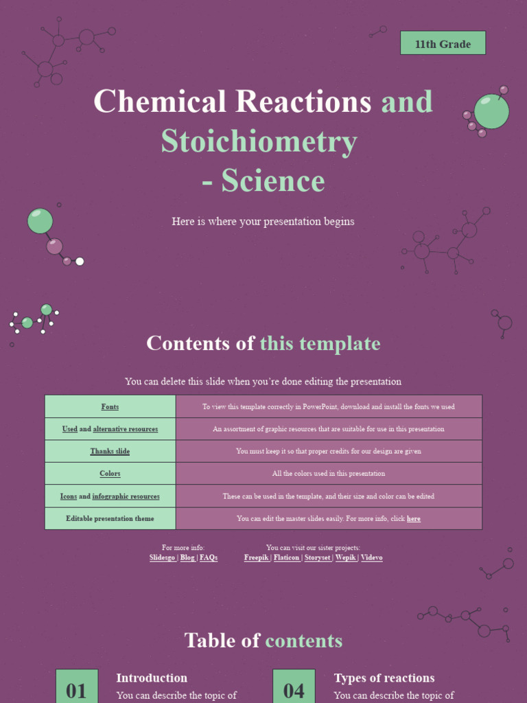 Chemical Reactions and Stoichiometry - Science - 11th Grade by Slidesgo ...