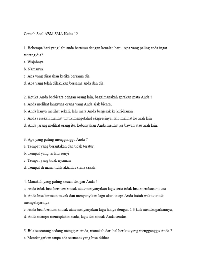 Contoh Soal ABM SMA Kelas 12 | PDF