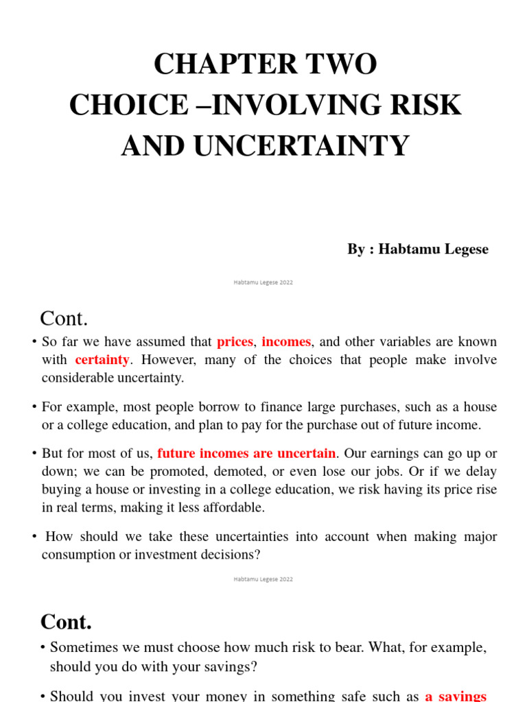 Microeconomics Chapter Two | Download Free PDF | Utility | Risk