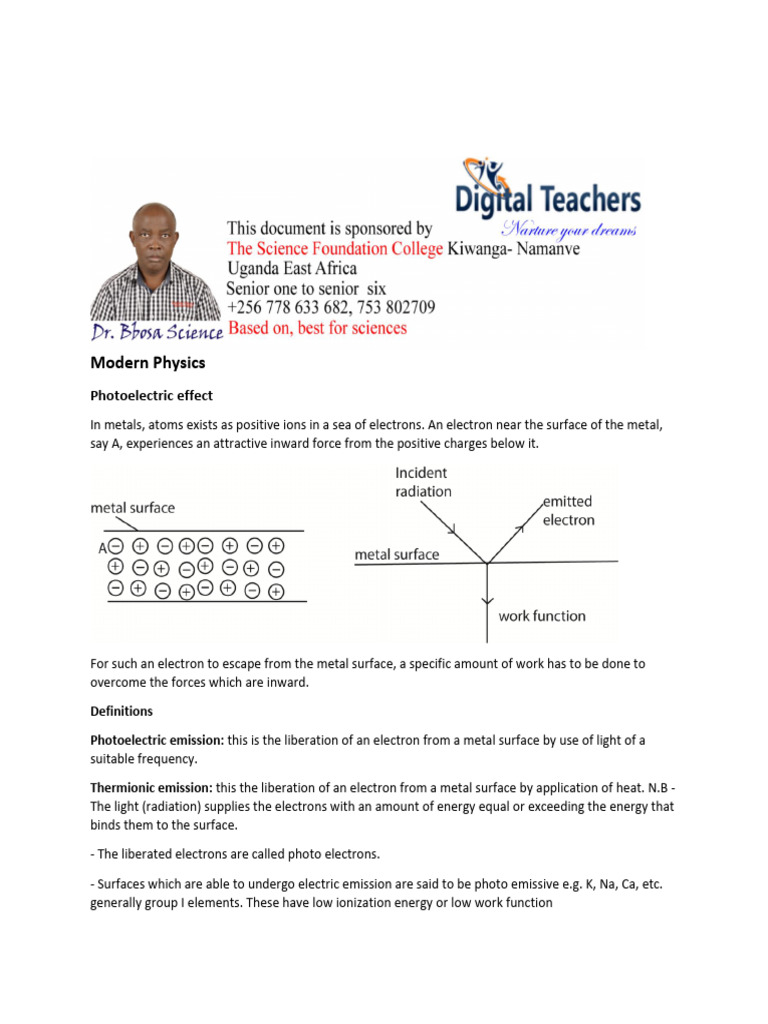 Photoelectric Effect in Modern Physics | PDF | Photoelectric Effect ...