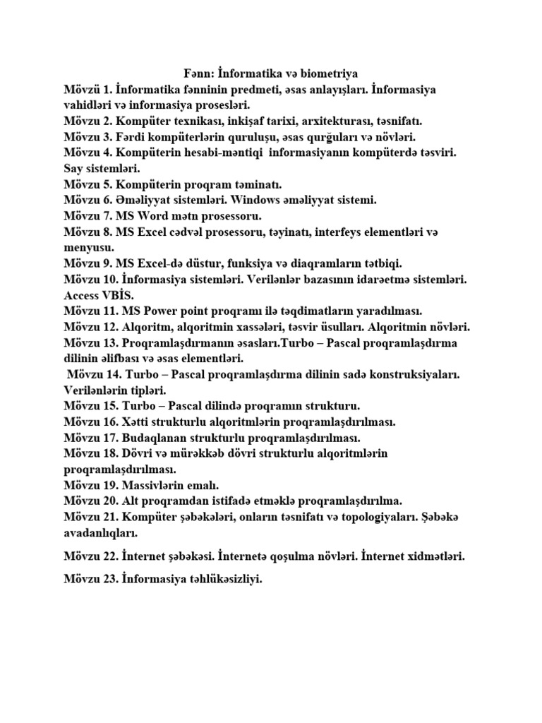 Informatika VƏ Təhsildə İKT | PDF