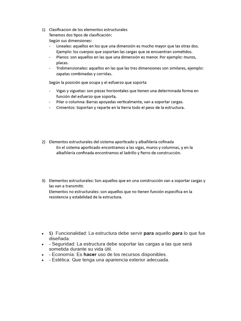 Clasificacion de Los Elementos Estructurales | PDF