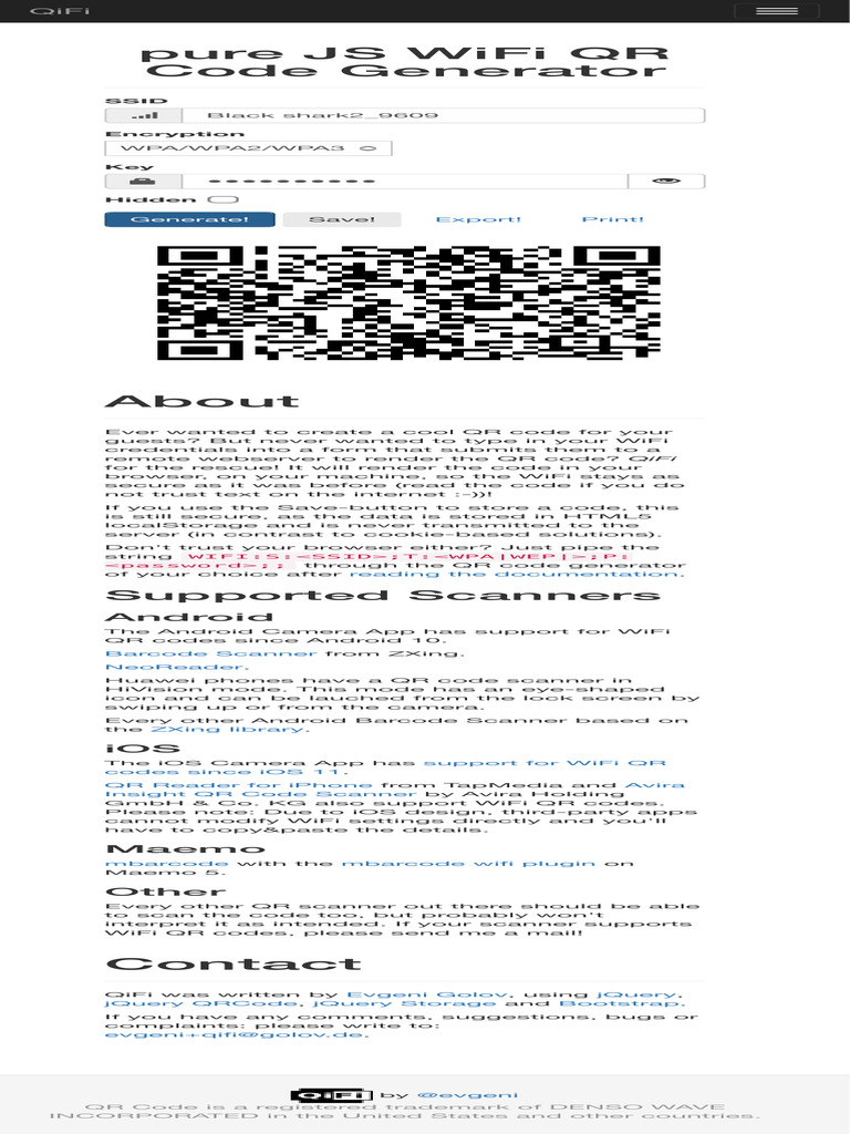 WiFi QR Code Generator Tool | PDF | Qr Code | Ios