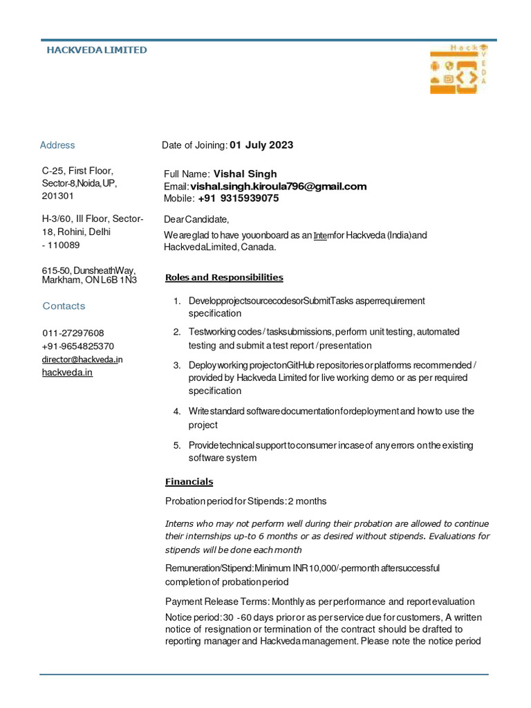 Intern Letter | PDF | Information Technology | Computing