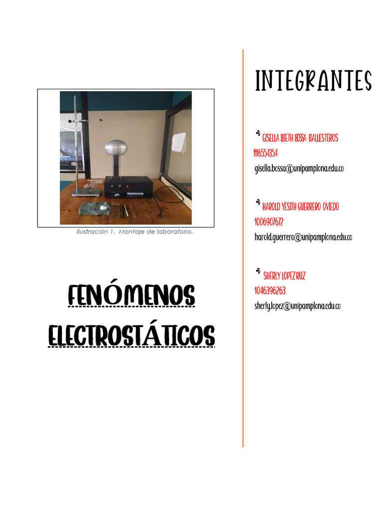 Preinforme Fenomenos Electrostaticos | PDF | Electricidad | Electrostática