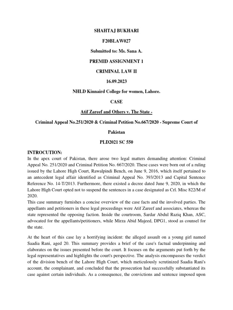 PPC Assignment 1 Shahtaj | PDF | Rape | Witness