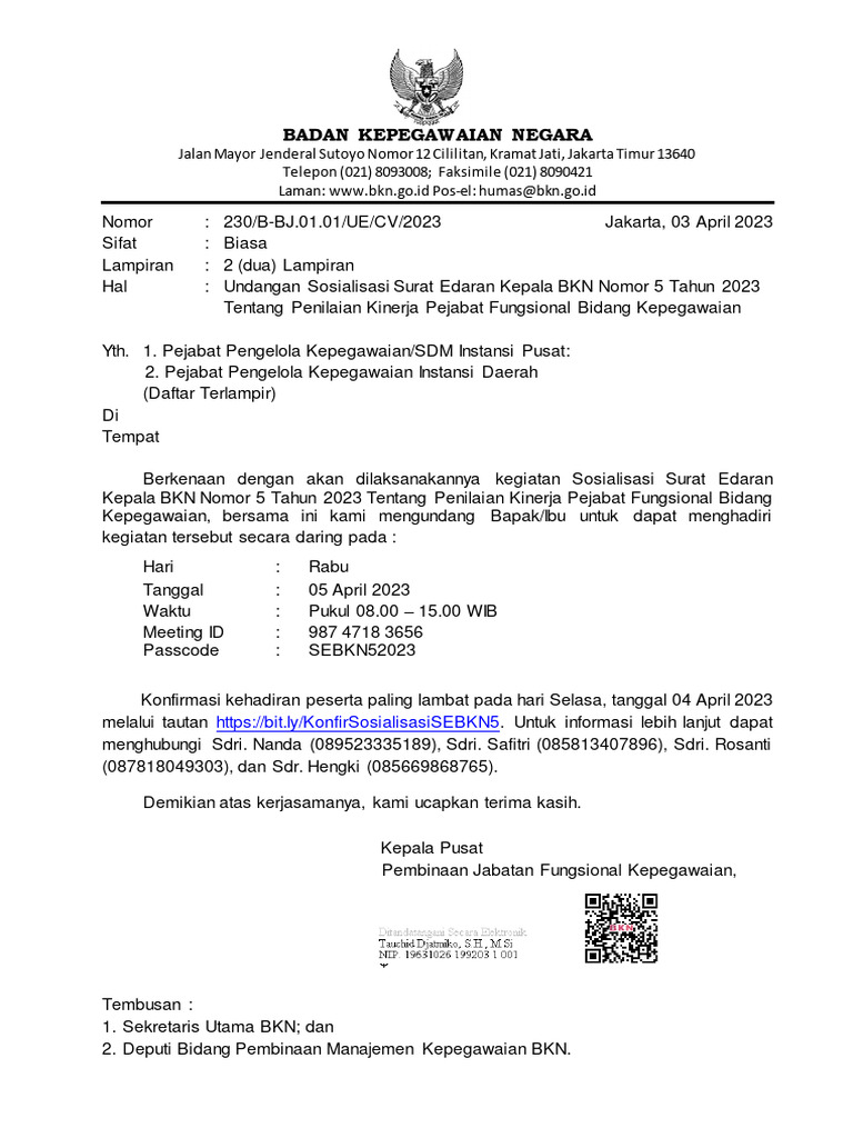230 B BJ 01 01 UE CV 2023 Undangan Sosialisasi Surat Edaran Kepala | PDF | Ilmu Sosial | Perjalanan