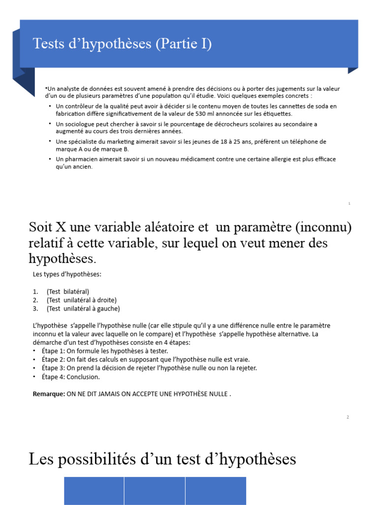 Tests d'hypothèses : Méthodes et Exemples | PDF | Valeur p | Analyses