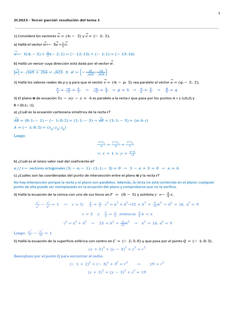 Resolución Tema 1 - Tercer Parcial Online 2C2023 | PDF | Línea ...