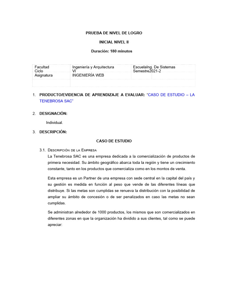 Prueba de Nivel de Logro 02 Inicial | PDF | Calidad (comercial) | Business