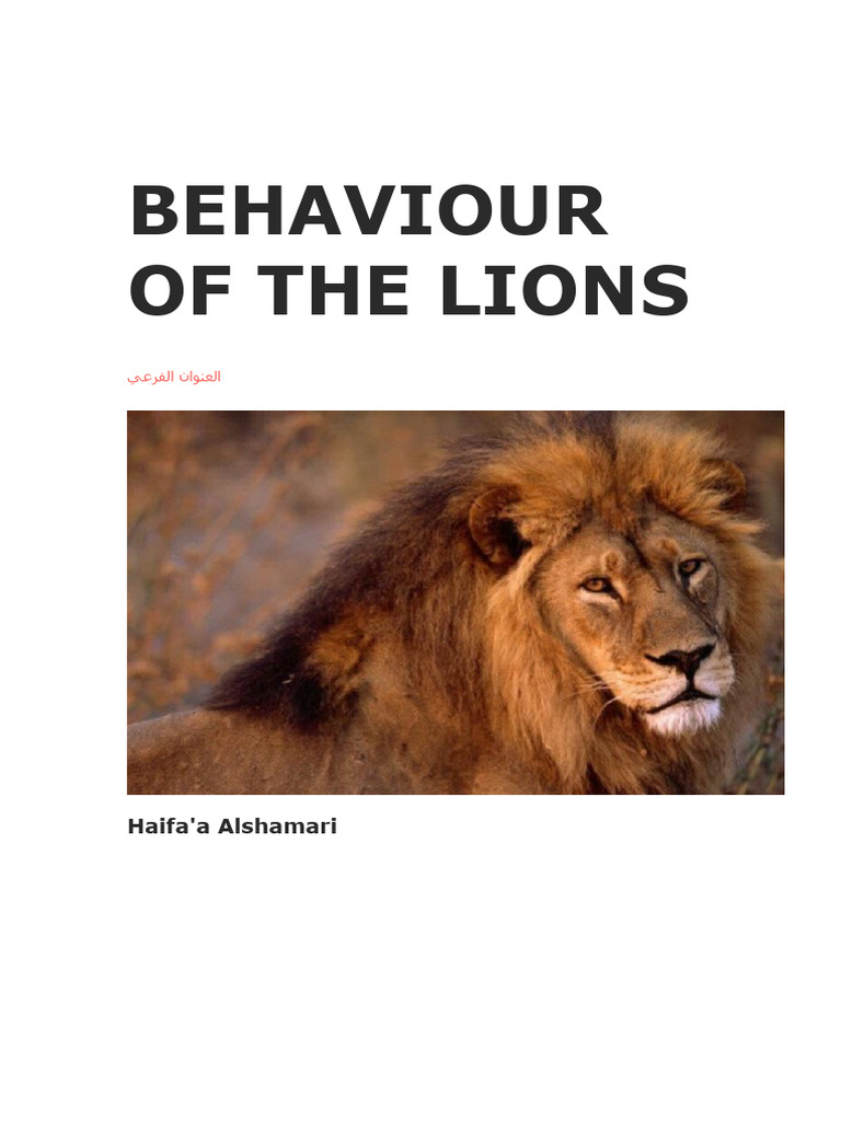 Behaviour of Lions | PDF | Lion | Mammals