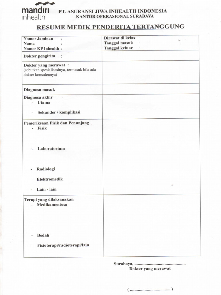 Form Resume Medis | PDF