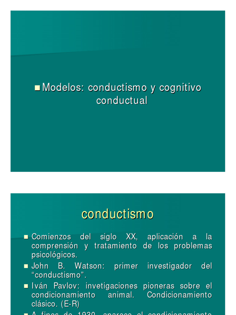 Modelo Conductual y Cognitivo Conductual | PDF | Psicoterapia | Aprendizaje