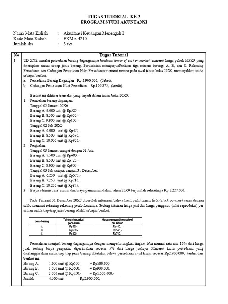 Tugas 3 Akuntansi Keuangan Menengah 1 | PDF