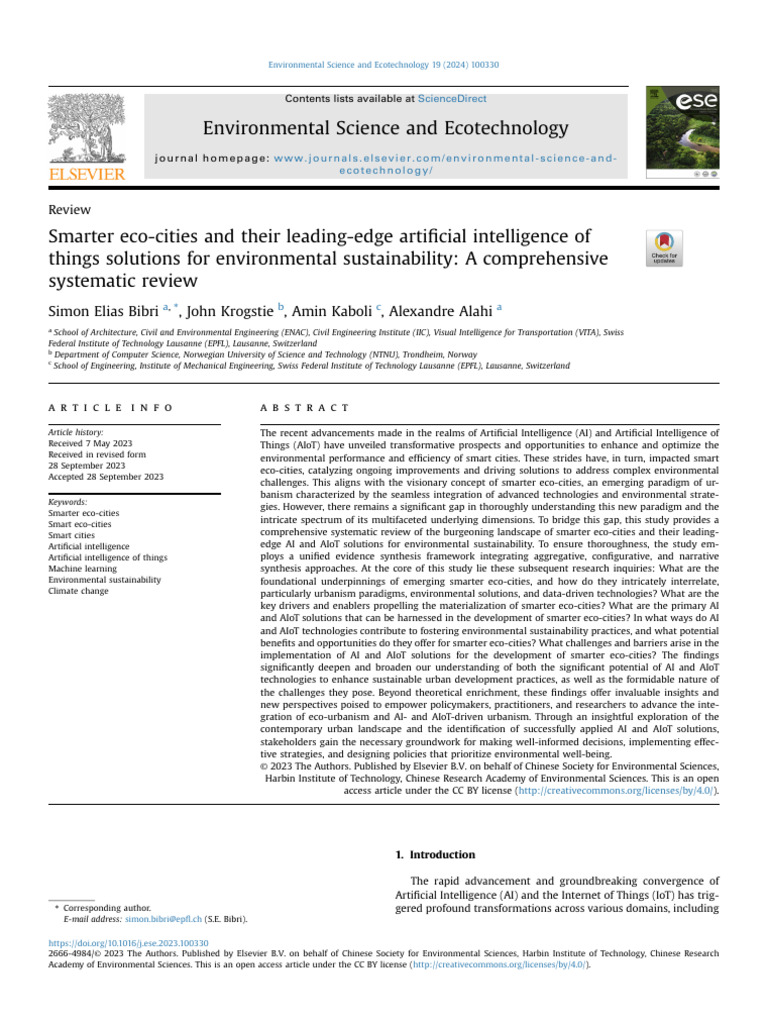 Environmental Science and Ecotechnology: Review | PDF