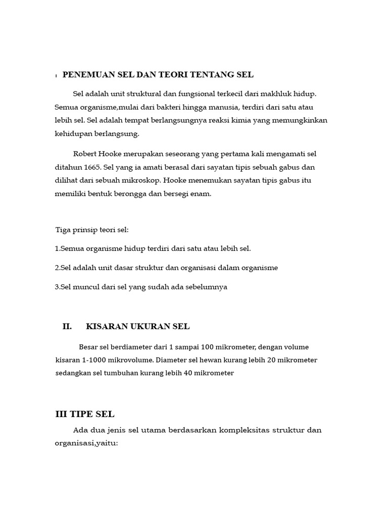 Penemuan Sel Dan Teori Tentang Sel Pdf