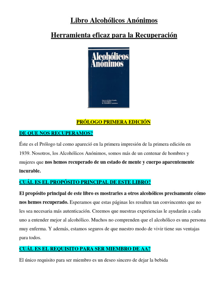 Herramienta Del Libro Azul Aa | PDF | Alcoholismo | Dios