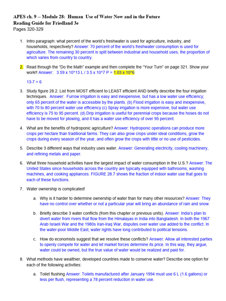 Module 28 Reading Guide Done | PDF | Irrigation | Water