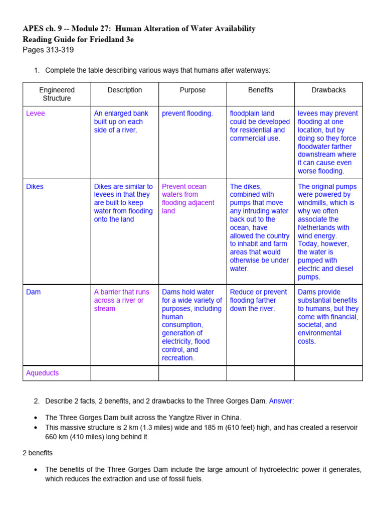 Module 27 Reading Guide (2) Done | PDF | Dam | Levee