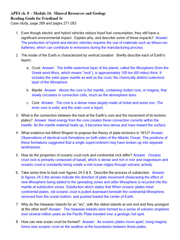 Mineral Resources and Earth's Layers | PDF | Plate Tectonics | Rock ...