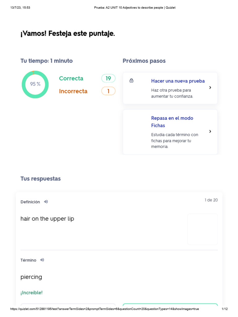 Prueba - A2 UNIT 10 Adjectives To | PDF