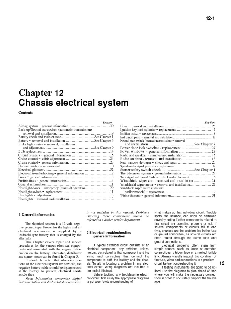 Chassis Electrical System Guide | PDF | Fuse (Electrical) | Airbag
