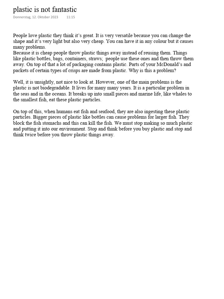 The Dangers of Plastic Pollution | PDF