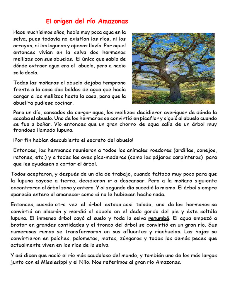 Origen del río Amazonas: leyenda y historia | PDF