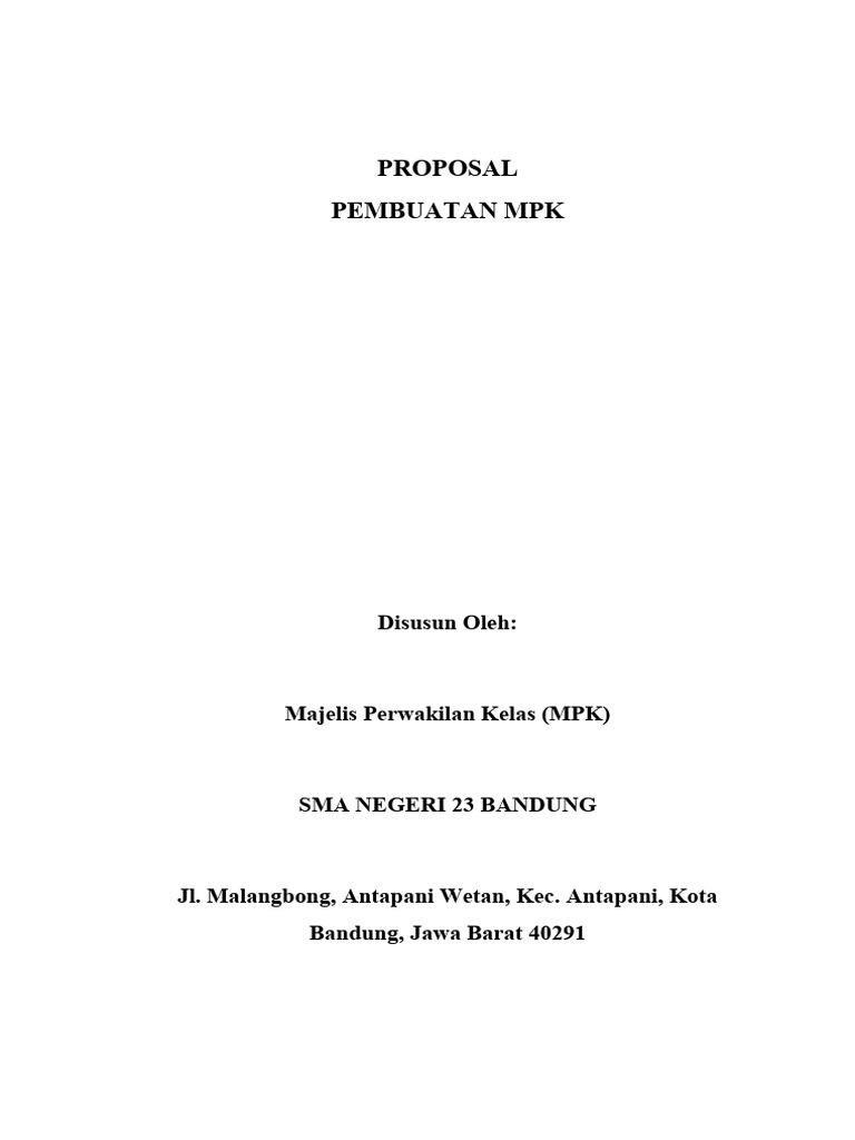 Proposal Pembuatan MPK Revisi | PDF