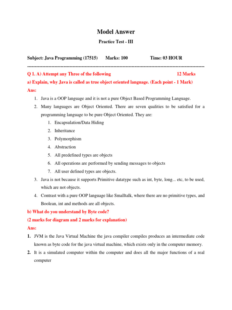 Jpr Iii Model Answer Pdf Inheritance Object Oriented Programming Object Oriented Programming