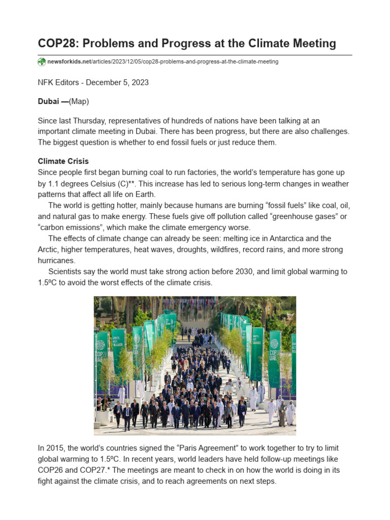 COP28 - Problems and Progress at The Climate Meeting | PDF