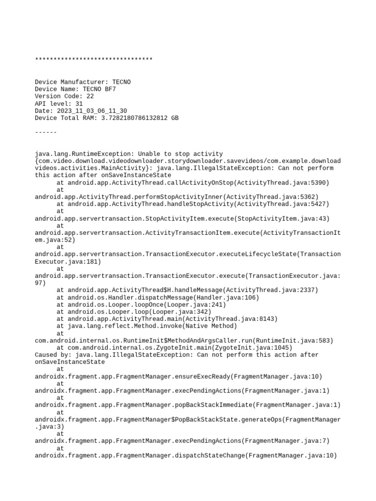 CrashReport 1699009890559 | Download Free PDF | Java (Programming Language) | Android (Operating ...