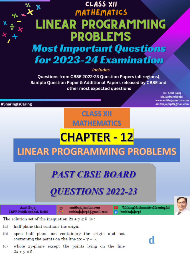 Class XII LINEAR PROGRAMMING PROBLEMS Most Important Questions For 2023 ... Class XII LINEAR PROGRAMMING PROBLEMS Most Important Questions For 2023 ...