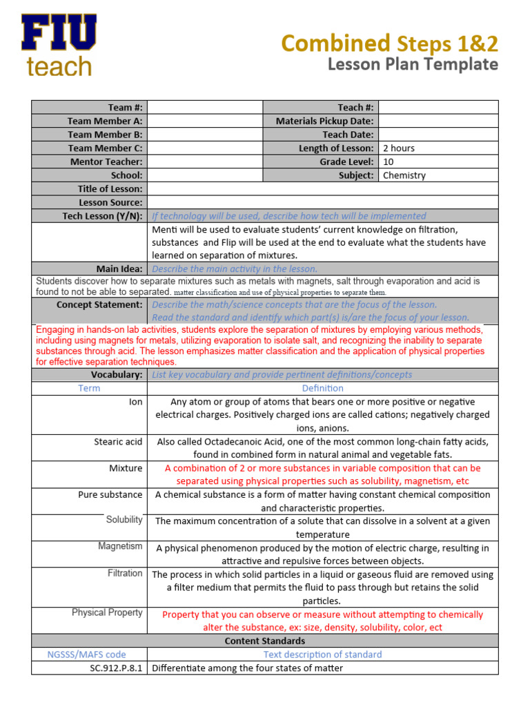 Chemistry Lab Activity Lesson Plan | PDF | Chemical Substances | Solubility