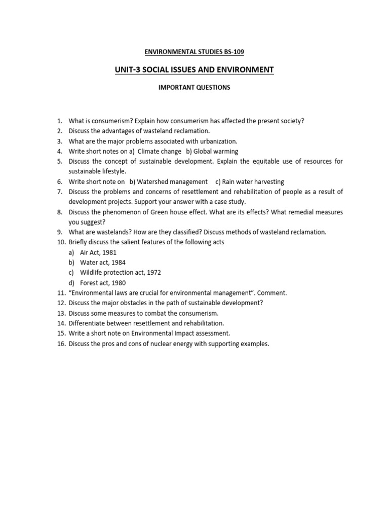 EVS Unit 3 Imp Questions | PDF