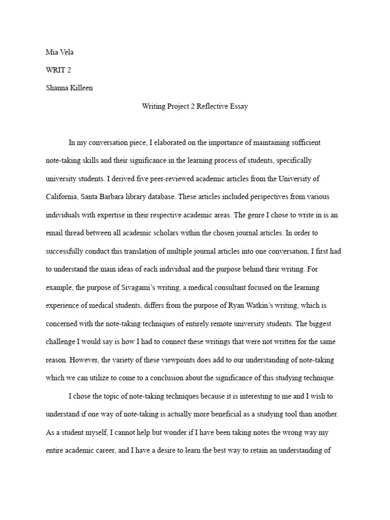 Writ 2 p2 Reflective Essay 1 | PDF | Cognitive Science | Learning